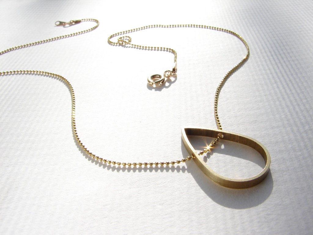 Teardrop Pendant Necklace Woven Chain Teardrop Necklace | Etsy