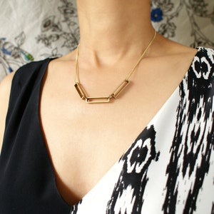 Statement Necklace, Rectangular Link Necklace, Abstract Necklace ...