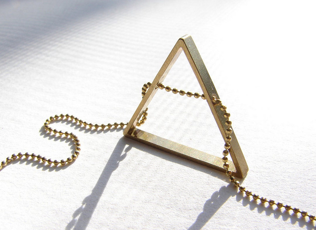 Triangle Necklace, Geometric Pendant, Triangle Pendant Necklace, Greek ...
