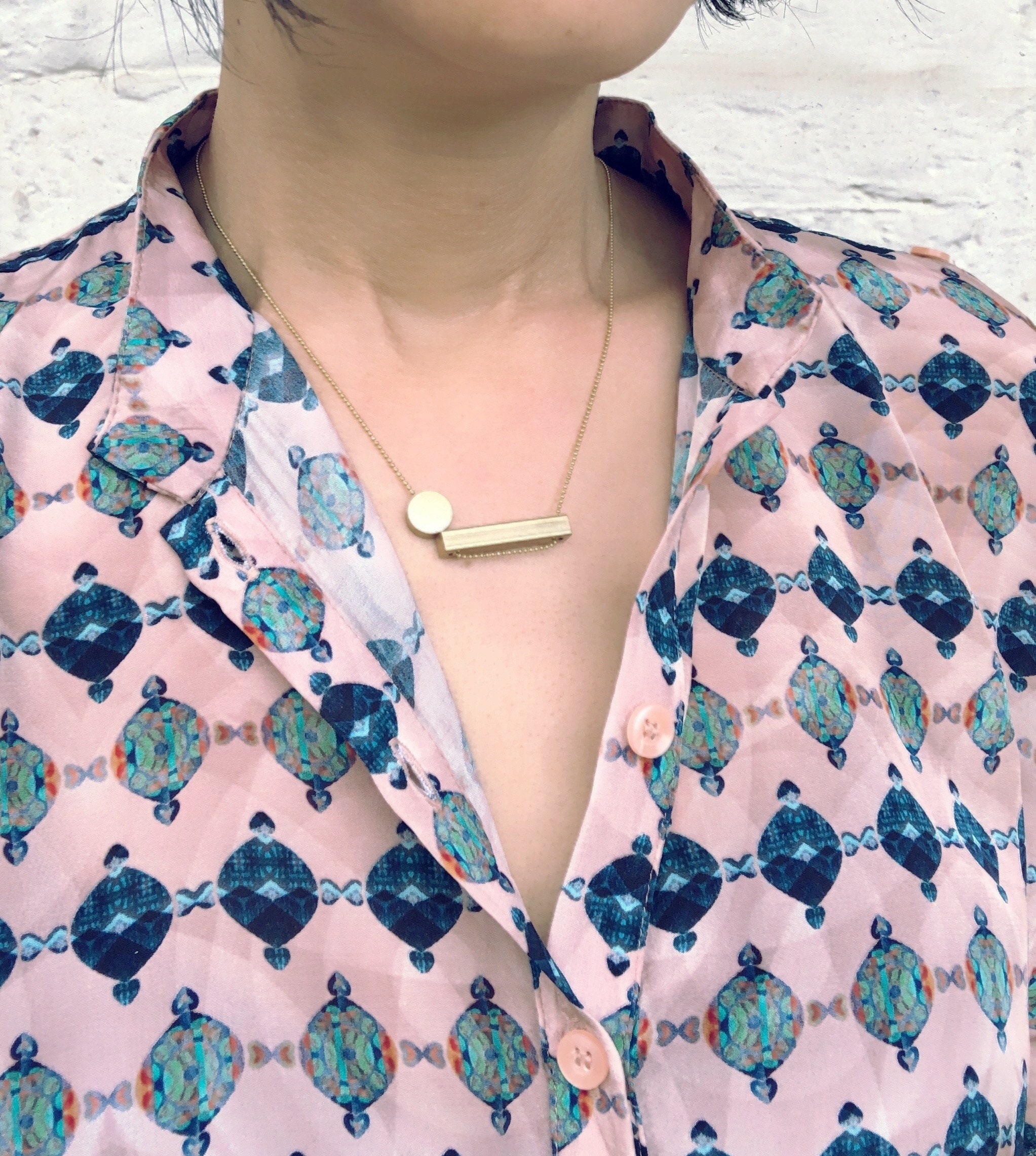 Horizontal Bar and Circle Necklace Modern Architectural | Etsy