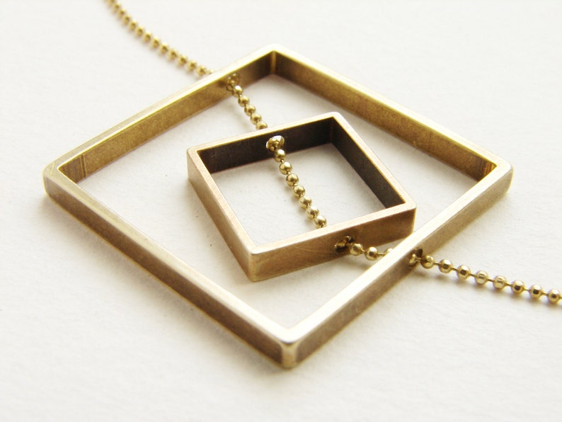 Square Statement Necklace Square Pendant Necklace Square in - Etsy