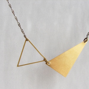 Right Triangle Necklace, Geometric Pendant, Double Triangle Pendant ...