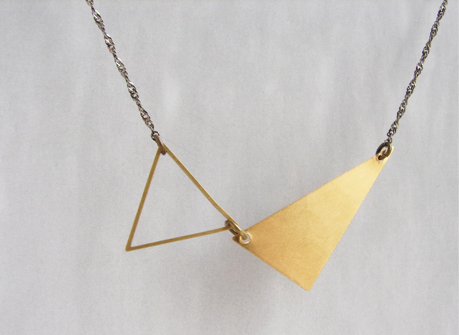 Right Triangle Necklace Geometric Pendant Double Triangle - Etsy