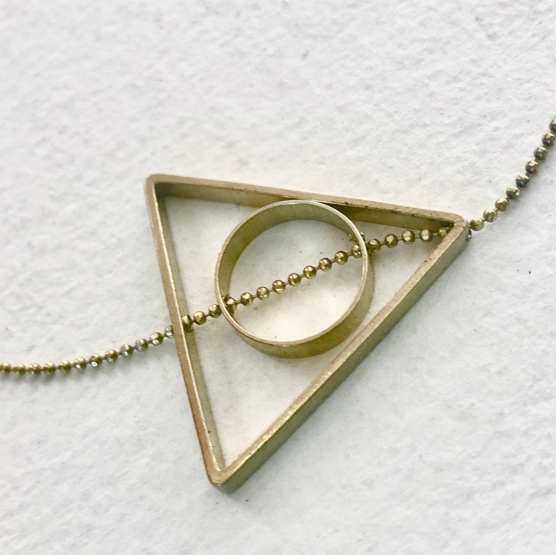 Triangle and Circle Necklace Equilateral Triangle Necklace - Etsy