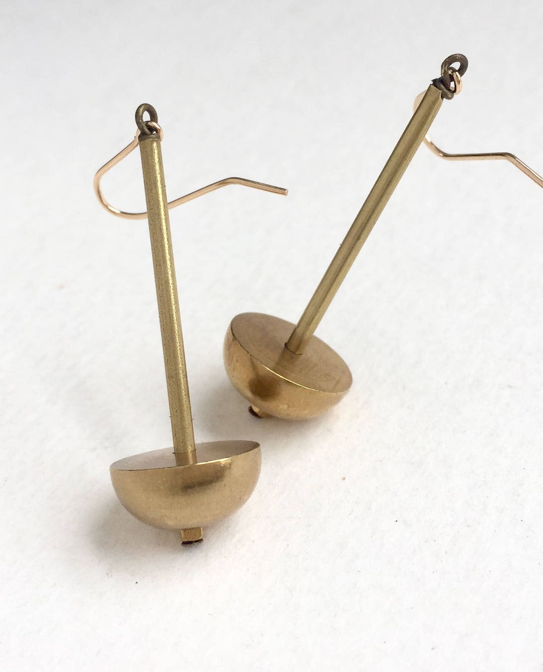 Eclipse Earrings, Half Dome and Bar Earrings, Minimal Brass Earrings ...