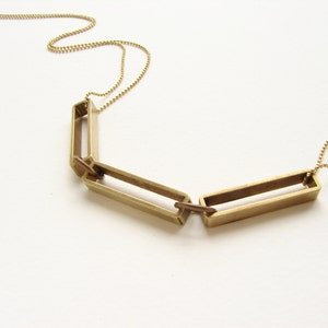Statement Necklace, Rectangular Link Necklace, Abstract Necklace, Rectangle Statement Necklace ...
