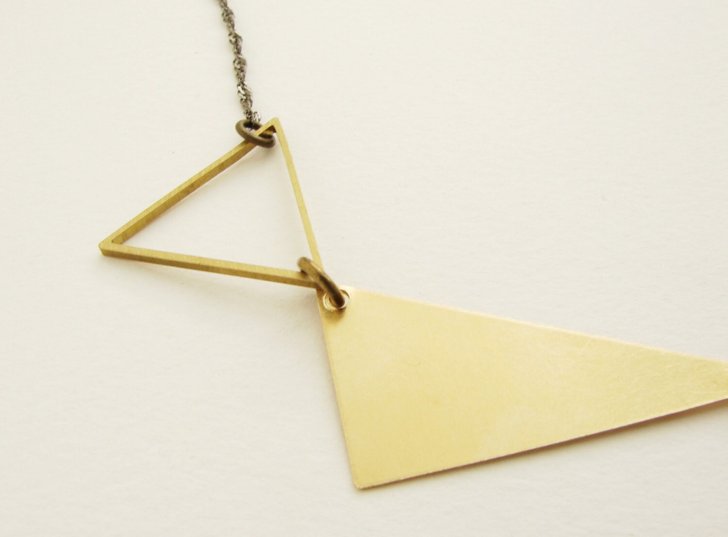 Right Triangle Necklace Geometric Pendant Double Triangle - Etsy