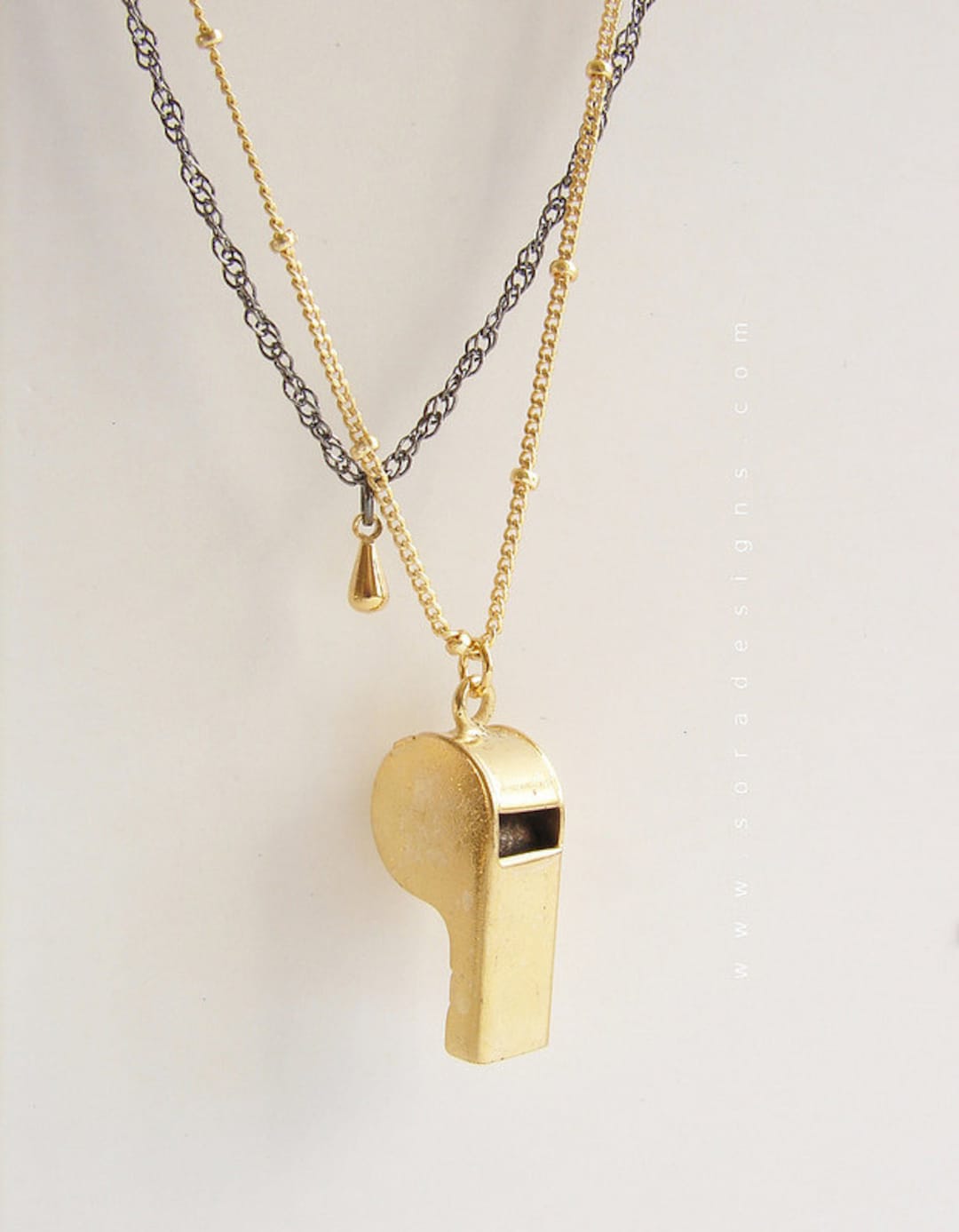 Gold Police Whistle Charm Necklace, Miniature Working Whistle - Etsy