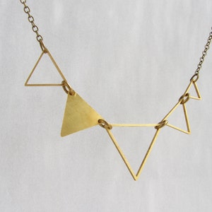 Right Triangle Necklace, Geometric Pendant, Double Triangle Pendant ...
