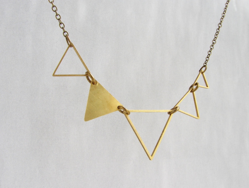 Right Triangle Necklace Geometric Pendant Double Triangle - Etsy