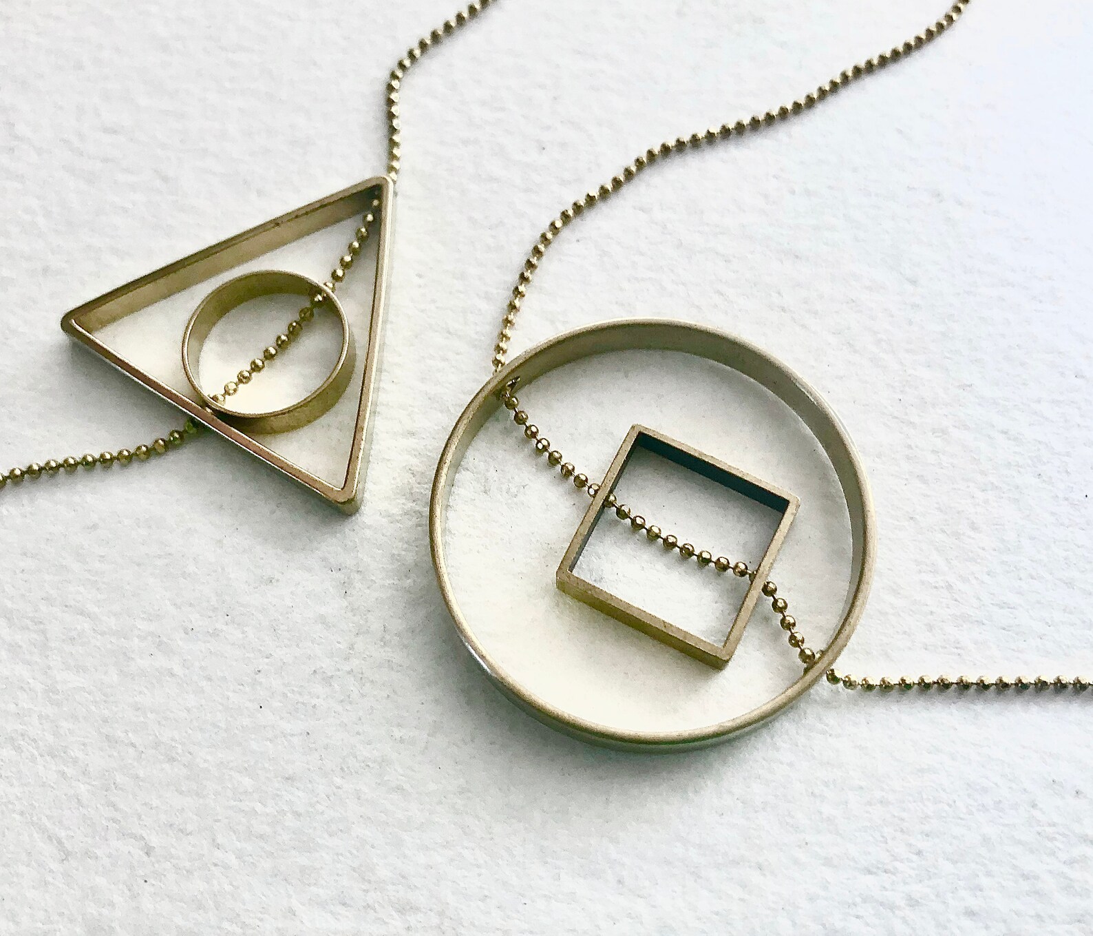 Triangle and Circle Necklace Equilateral Triangle Necklace - Etsy