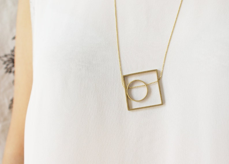 Square and Triangle Necklace Triangle Inside Square Zen - Etsy