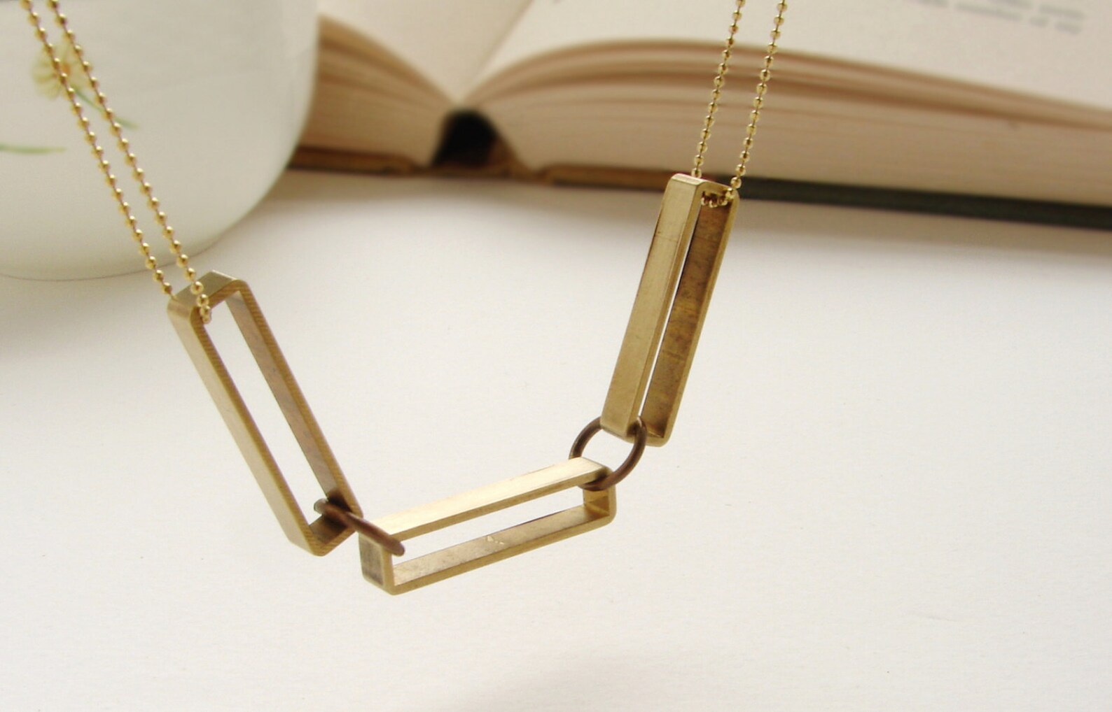 Statement Necklace Rectangular Link Necklace Abstract - Etsy