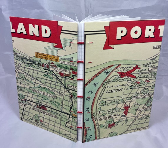 Portland Oregon Hand-sewn Map Journal | Etsy