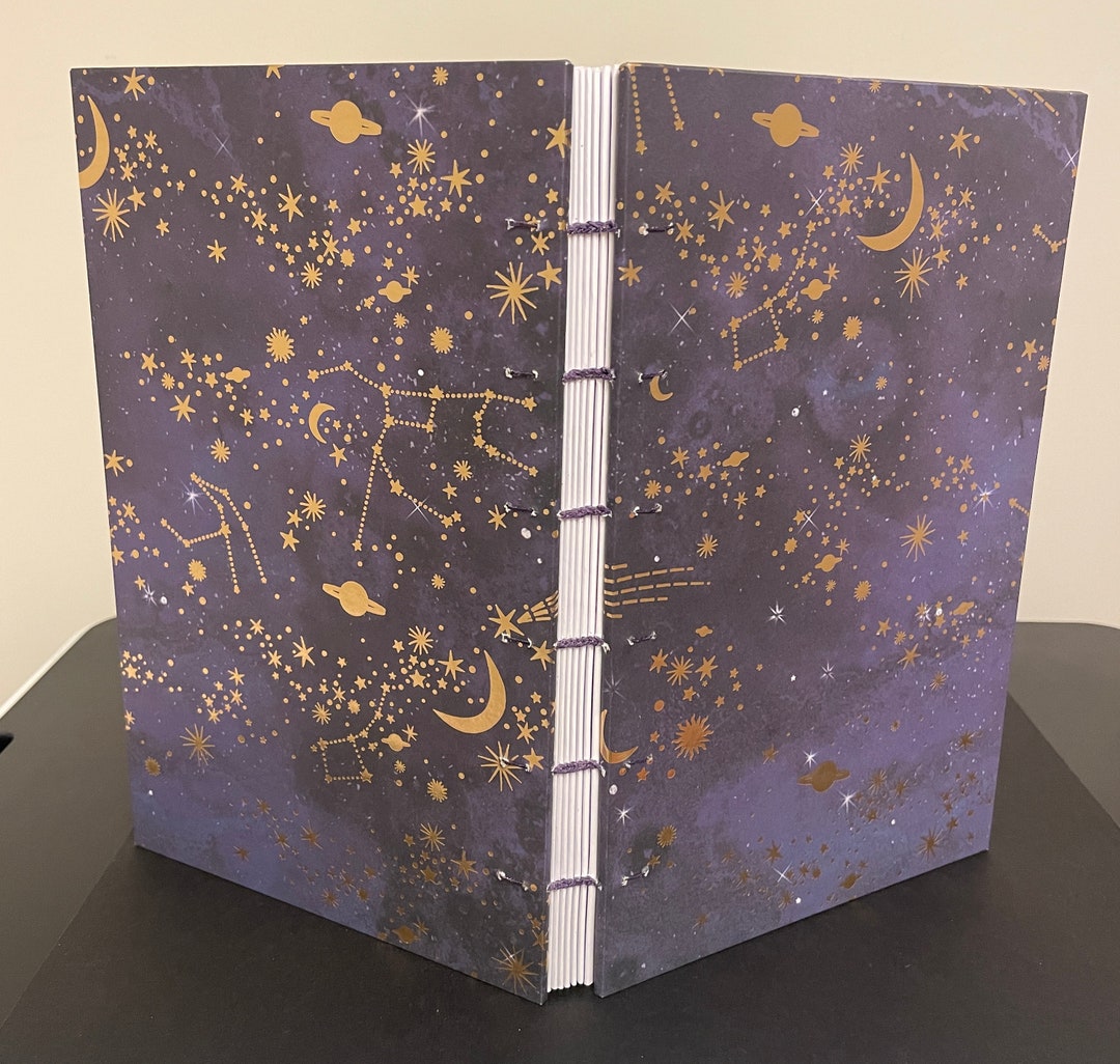 Stars and Constellations on a Hand-sewn Journal 8.5x5.5 - Etsy