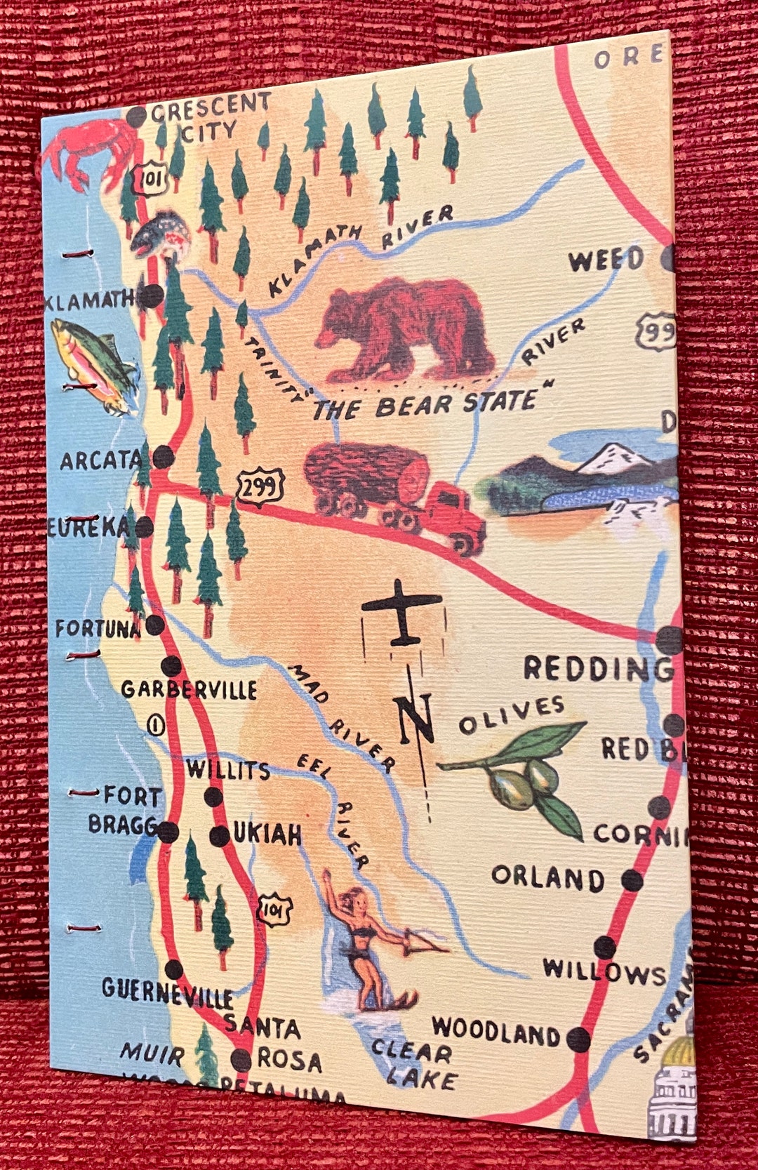 Northern California Hand-sewn Map Journal - Etsy