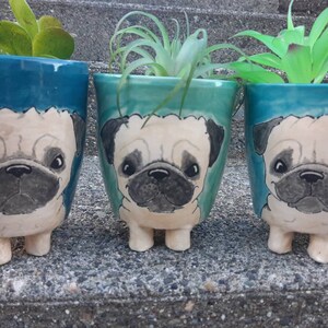 Handpainted Pug Succulent Planter. Wheel Thrown Ceramics. 100% Handmade ...