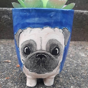 Handpainted Pug Succulent Planter. Wheel Thrown Ceramics. 100% Handmade ...
