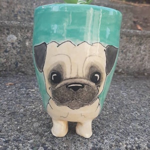 Handpainted Pug Succulent Planter. Wheel Thrown Ceramics. 100% Handmade ...