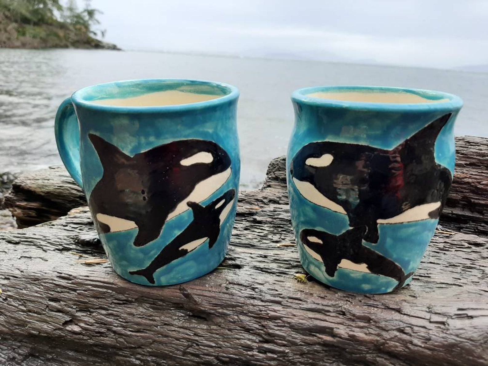 Handpainted Orca Mug. Wheel Thrown 20oz Mug Dishwasher Safe. Free ...