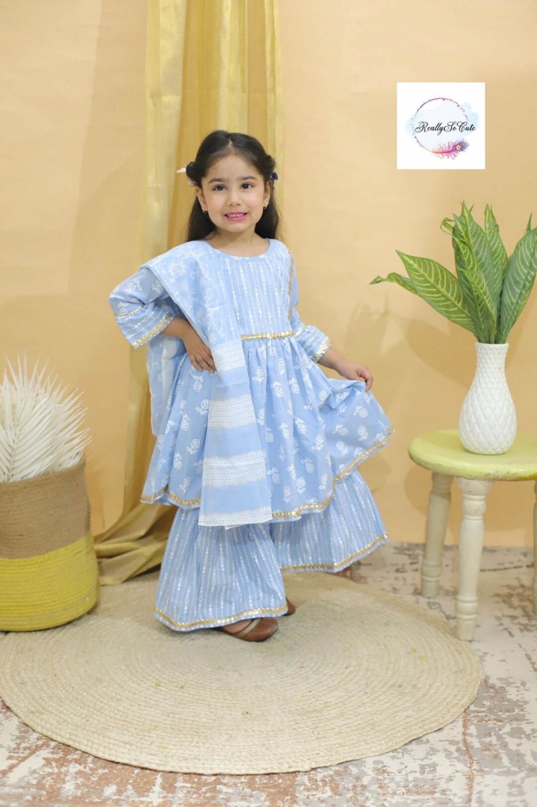 Indian Salwar Suit/ Cotton Sharara Kurta Set/ Toddler Indian Baby Girls ...