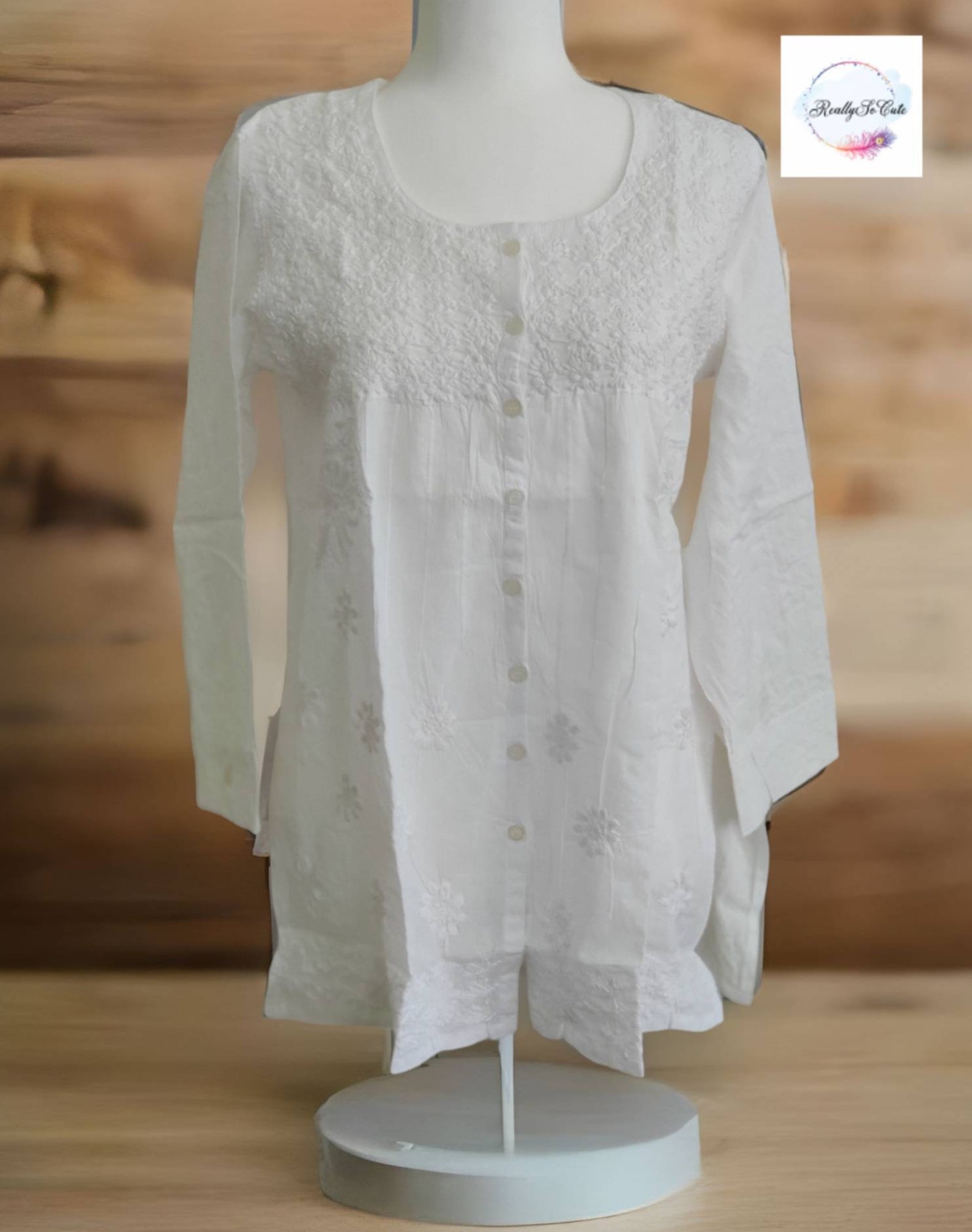 Chikankari Short Kurti Hand Embroided Women Tunic Top - Etsy
