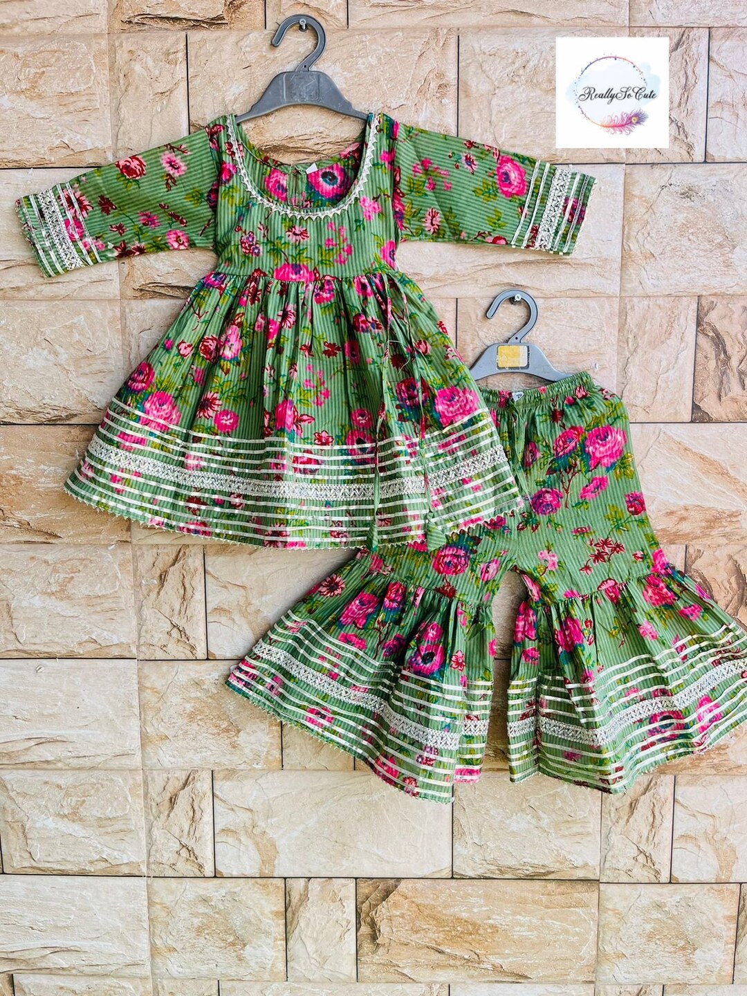 Indian Salwar Suit/ Cotton Sharara Kurta Set/ Toddler Indian Baby Girls ...