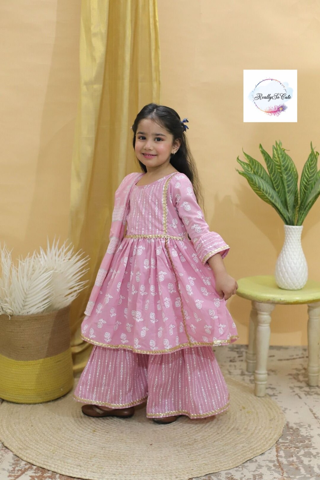 Indian Salwar Suit/ Cotton Sharara Kurta Set/ Toddler Indian Baby Girls ...