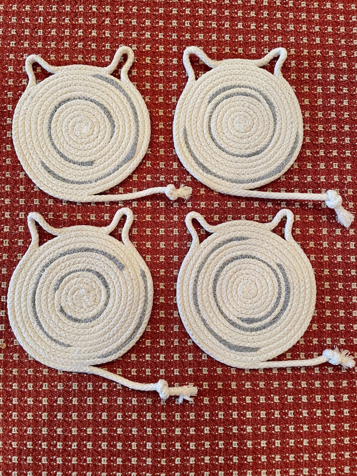 Set of 4 Kitty Kat Cat Rope Coasters - Etsy