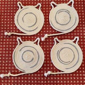 Set of 4 Kitty Kat Cat Rope Coasters - Etsy