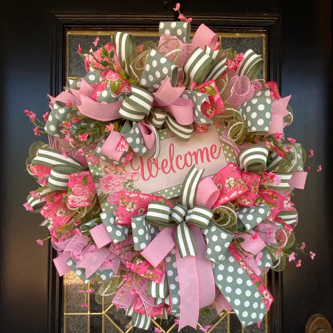 Everyday Floral Wreath, Welcome Floral Wreath, Wreath for Front Door ...