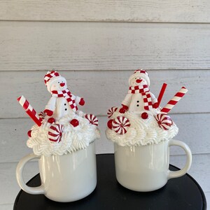 Snowman Peppermint Coffee Mugs, Peppermint Decor for Tiered Tray Decor ...