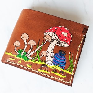 Mushroom Wallet Men's Leather Wallet Personalized Wallet Bifold Wallet ...