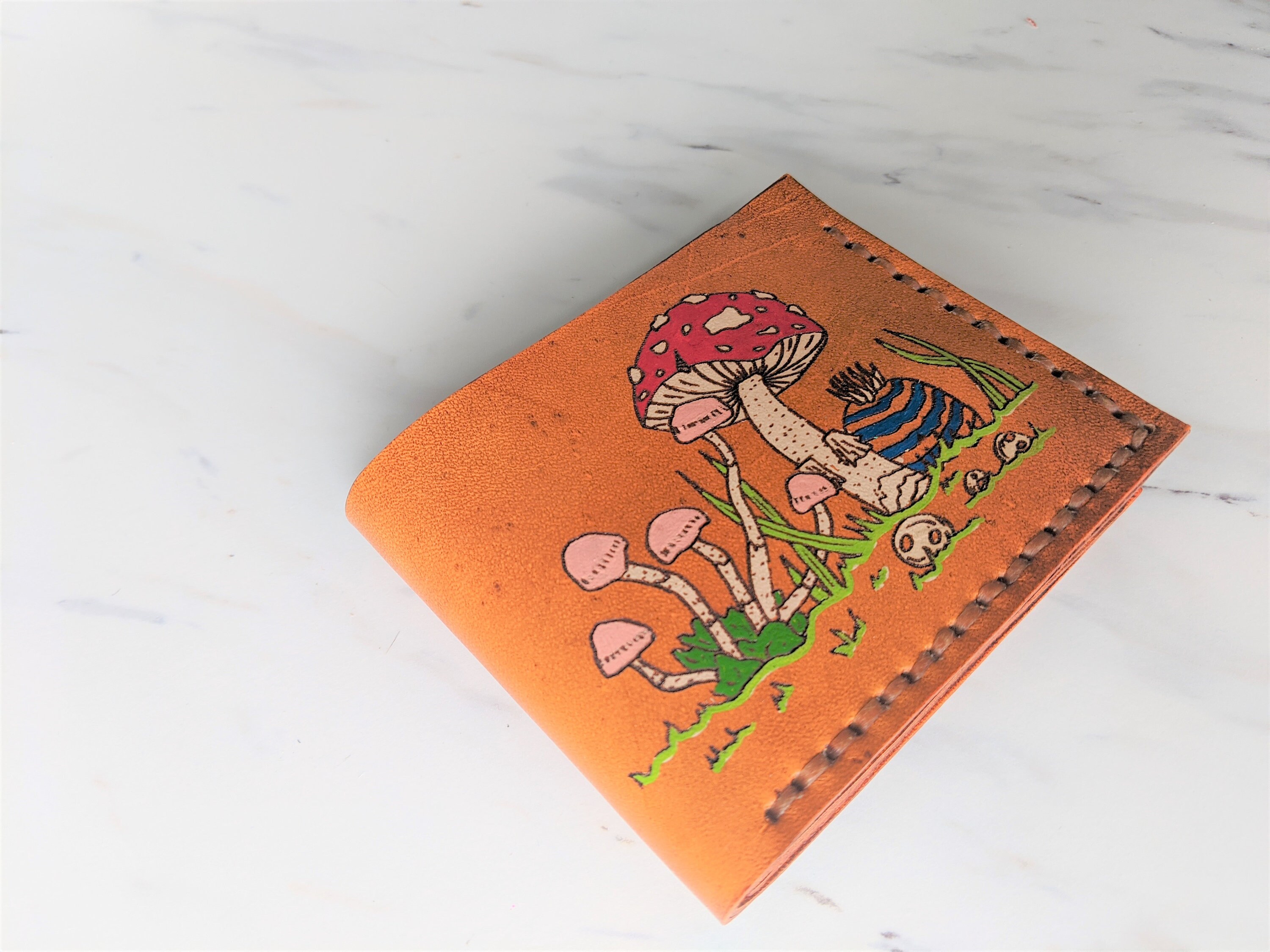 Mushroom Wallet Men's Leather Wallet Personalized | Etsy