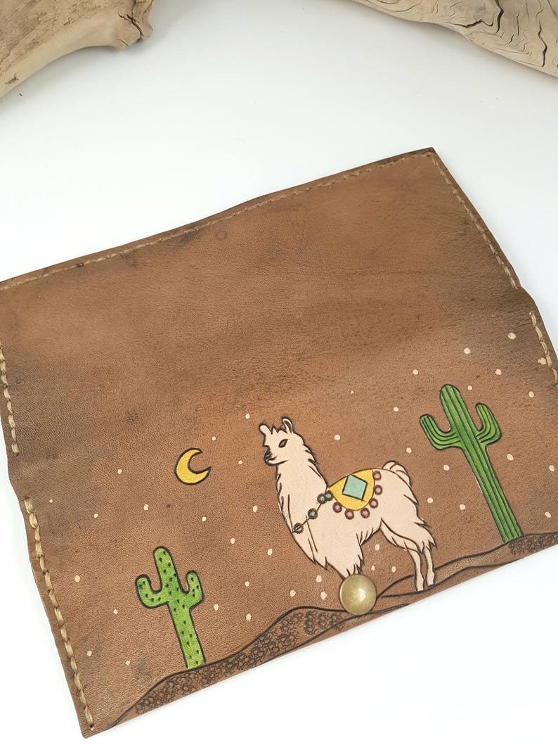 Llama Women's Leather Wallet Personalized Wallet - Etsy Canada