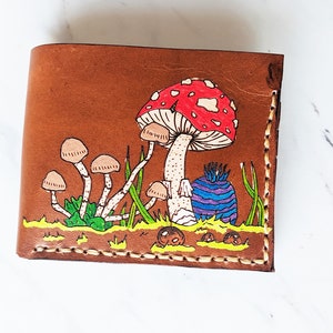 Mushroom Wallet Men's Leather Wallet Personalized Wallet Bifold Wallet ...