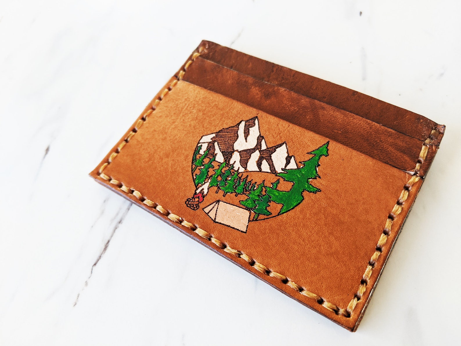 Leather Pocket Wallet Mountain Wallet Men's Leather - Etsy Denmark