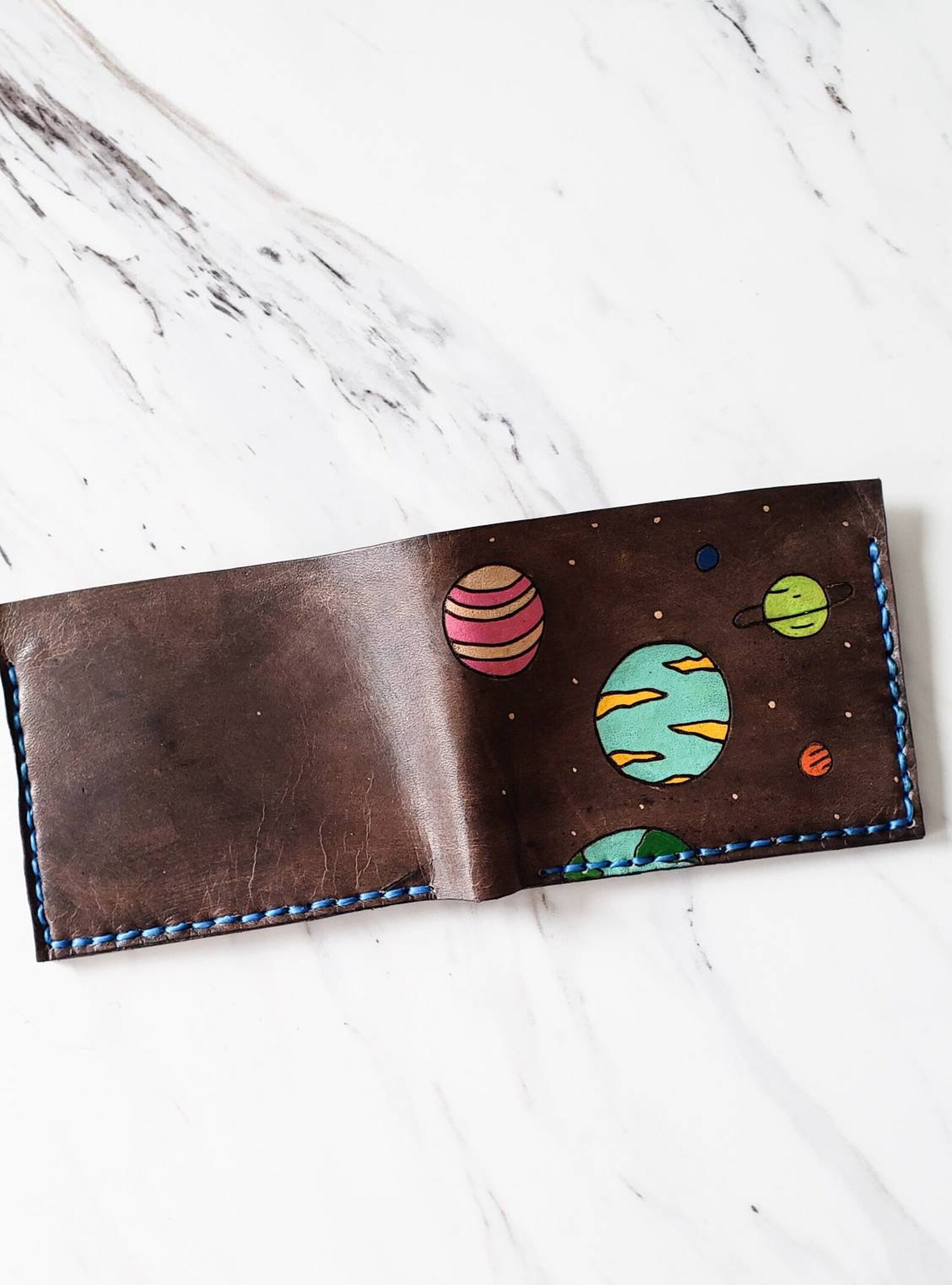 Planets wallet Men's Leather wallet Space wallet | Etsy