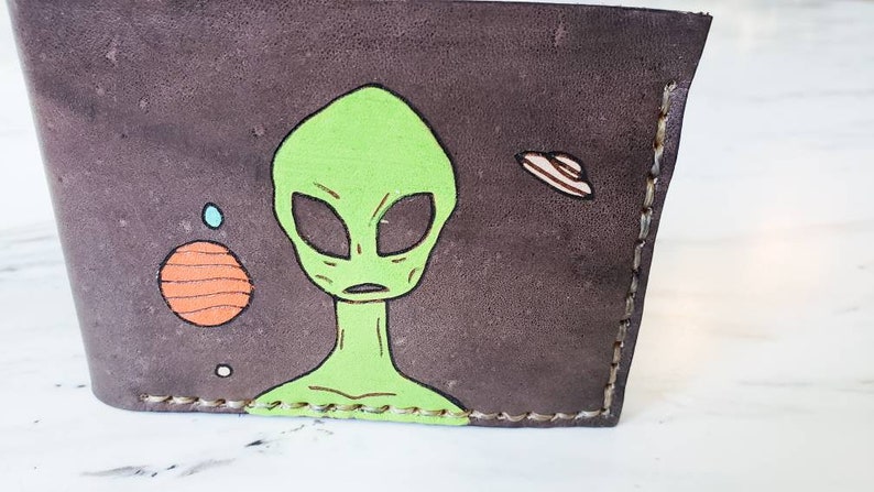 Alien Men's Leather Wallet Personalized Wallet Bifold - Etsy Canada