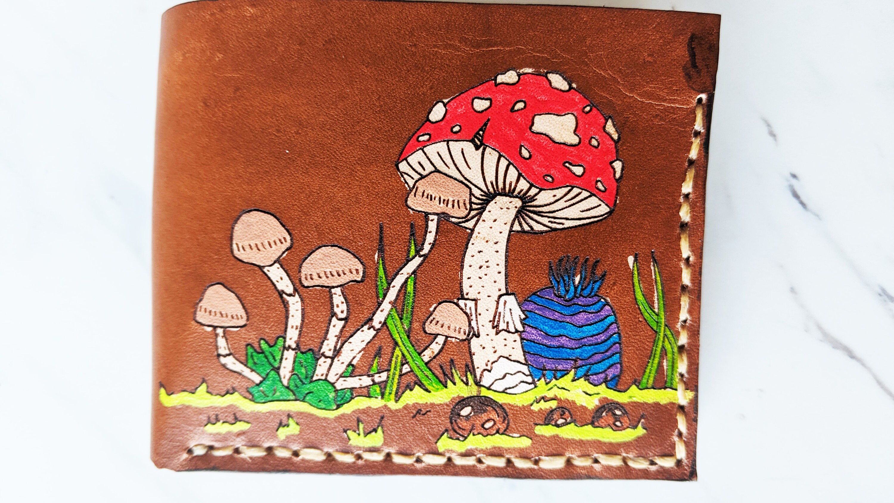 Mushroom Wallet Men's Leather Wallet Personalized - Etsy Sweden