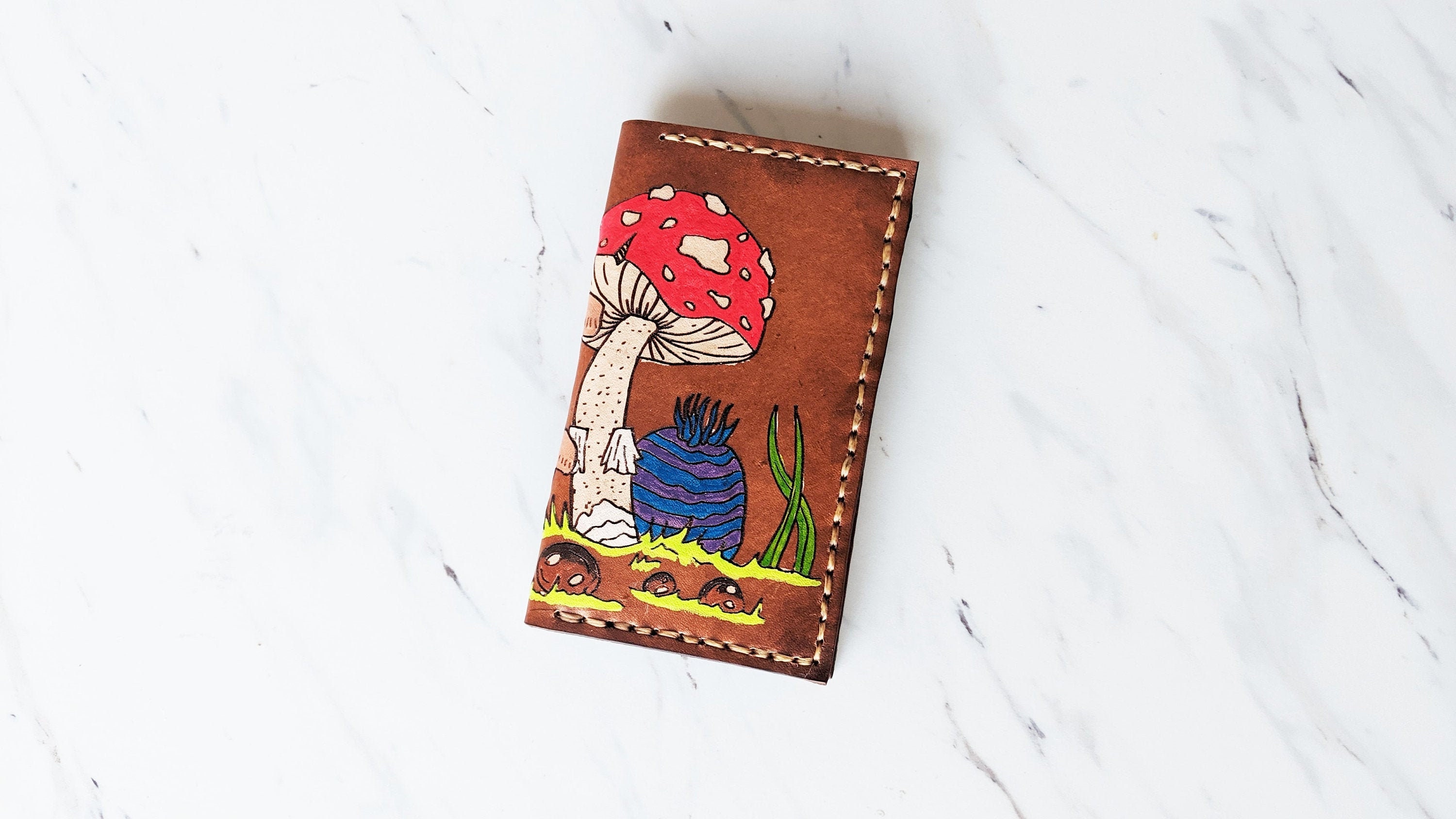 Mushroom wallet Men's Leather wallet Personalized | Etsy