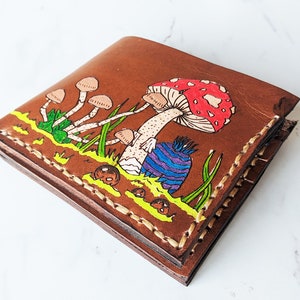 Mushroom Wallet Men's Leather Wallet Personalized Wallet Bifold Wallet ...