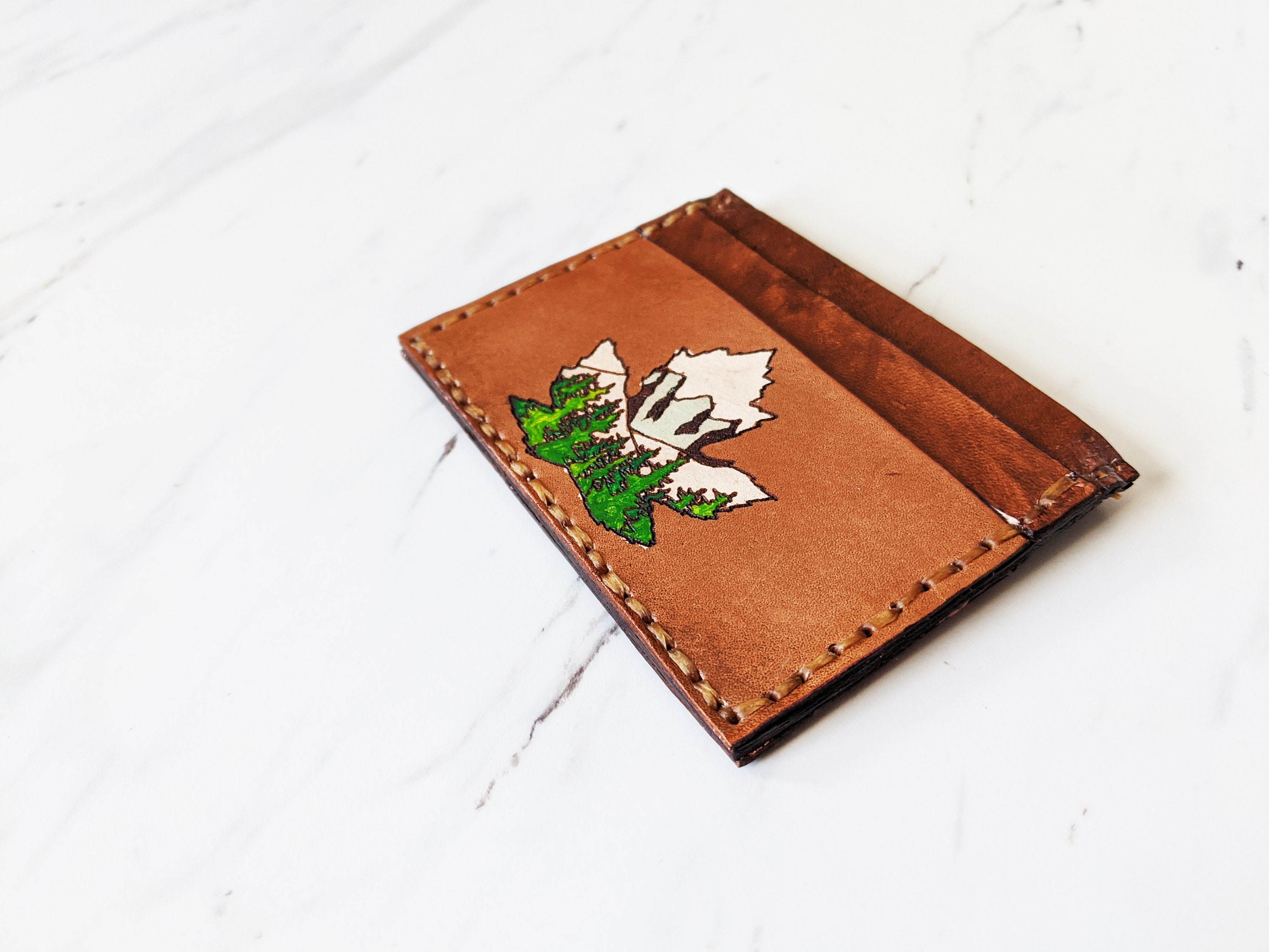 Maple Leaf Canada Mountain Wallet Men's Leather Wallet - Etsy