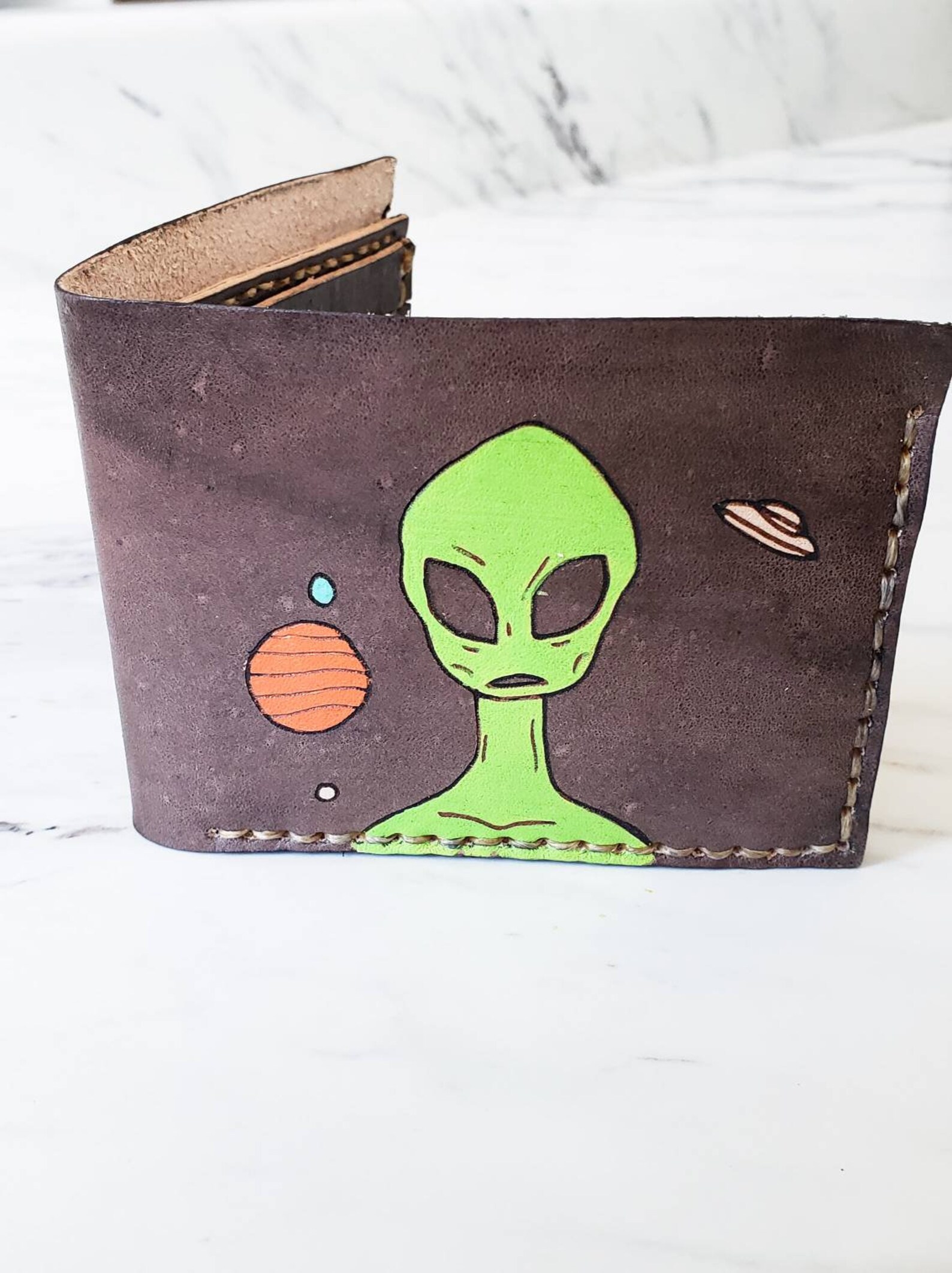 Alien Men's Leather Wallet Personalized Wallet Bifold - Etsy Canada