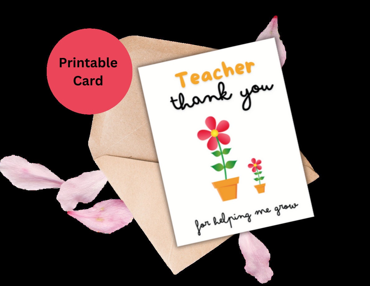 TEACHER THANK YOU Card , Last Day of School ,end of Year,printable Card ...