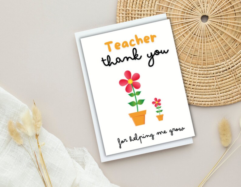 TEACHER THANK YOU Card , Last Day of School ,end of Year,printable Card ...