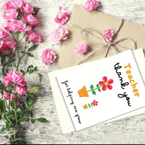TEACHER THANK YOU Card , Last Day of School ,end of Year,printable Card ...