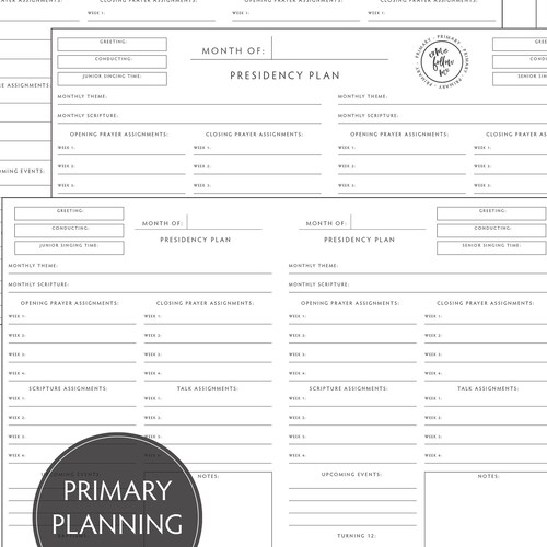 Primary Planning Set Primary Conducting Sheet Planner & - Etsy