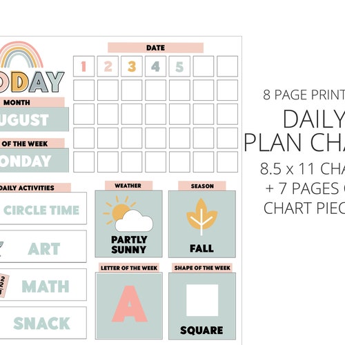 Homeschool Morning Calendar Chart Set Morning Routine Chart | Etsy