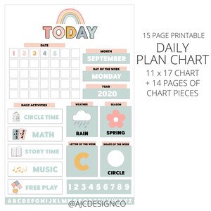 Homeschool Morning Calendar Chart Set, Morning Routine Chart, Circle ...